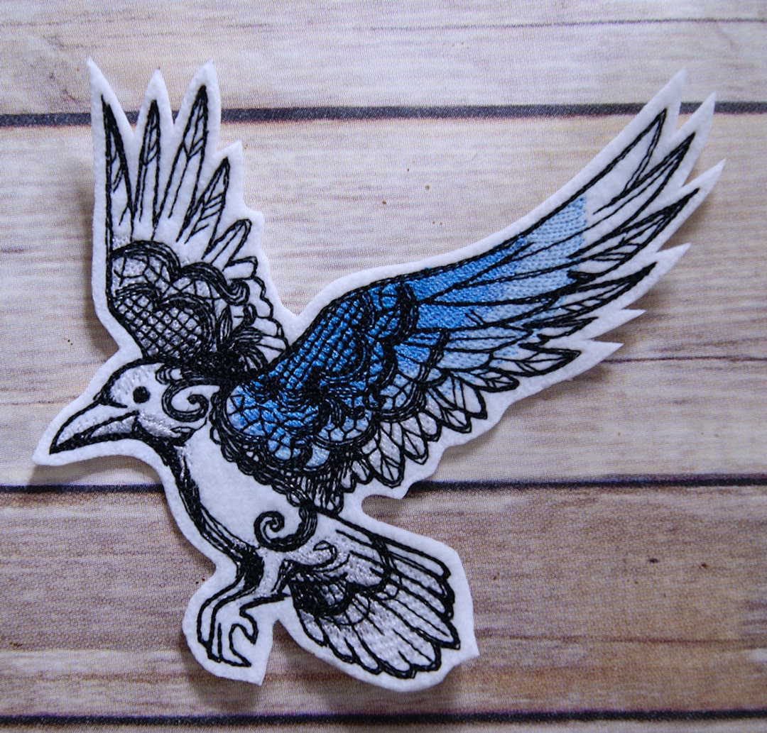 Raven Phantasm Blue Iron on Embroidery Patch Mtcoffinz - Choose Size - Etsy