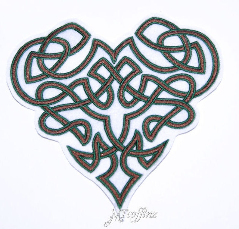 Celtic Heart Knot Green Brown Iron on Embroidery Patch - Etsy