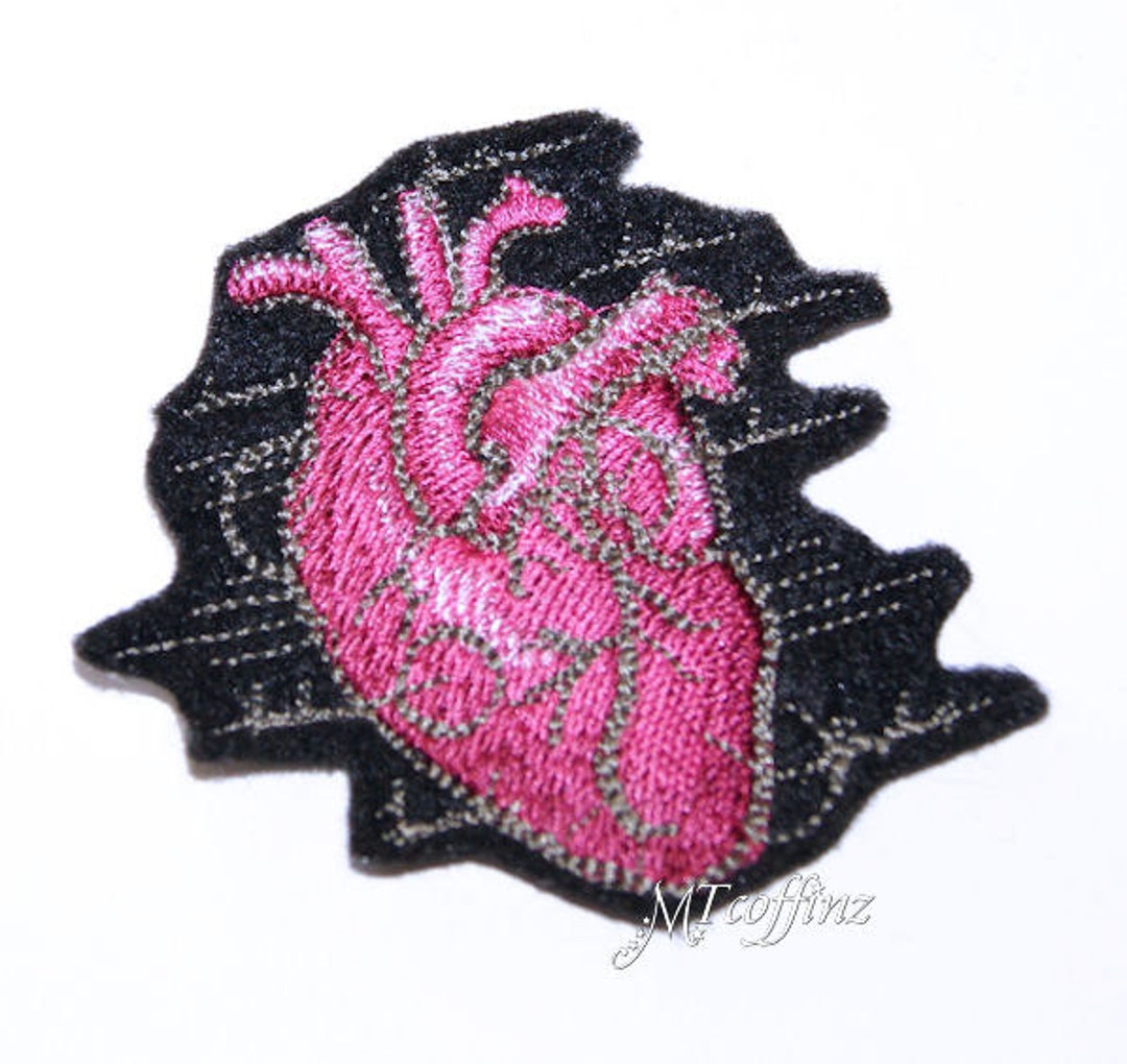 Pink Anatomical Heart Small Iron on Embroidery Patch Mtcoffinz - Etsy