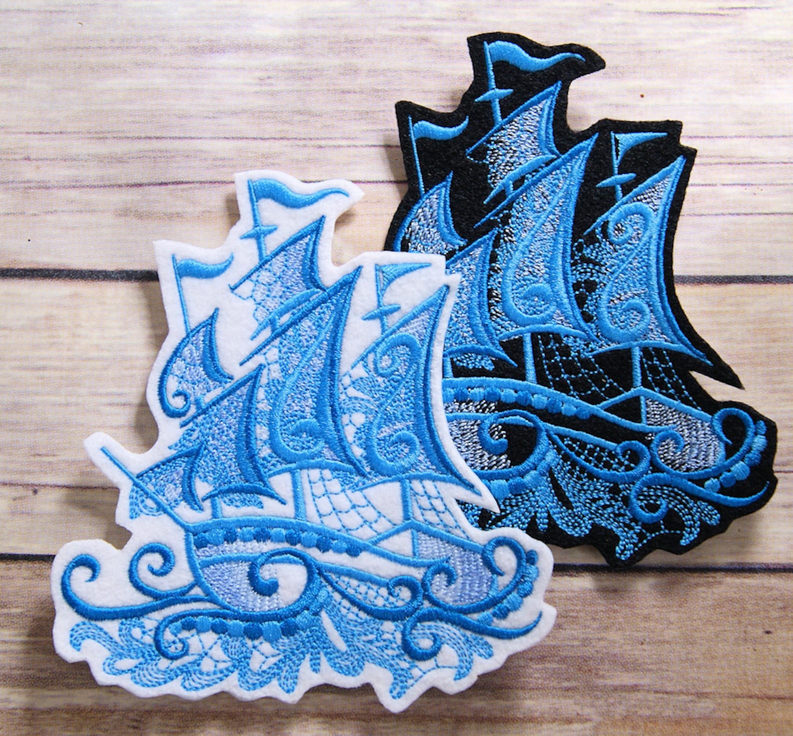 Blue Nautical Sailing Ship Aquarius Iron on Embroidery Patch - Etsy Canada
