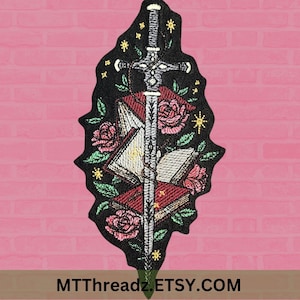 Fairytale Sword and Book Embroidery Patch Reading Adventure Iron on ...