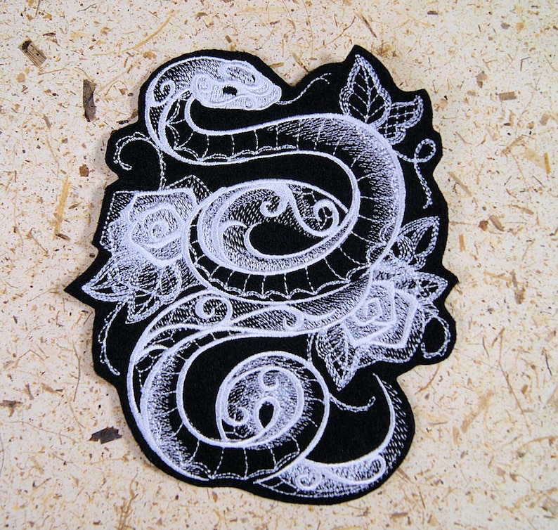 Snake Midnight Creatures Baroque Iron on Embroidery Patch - Etsy