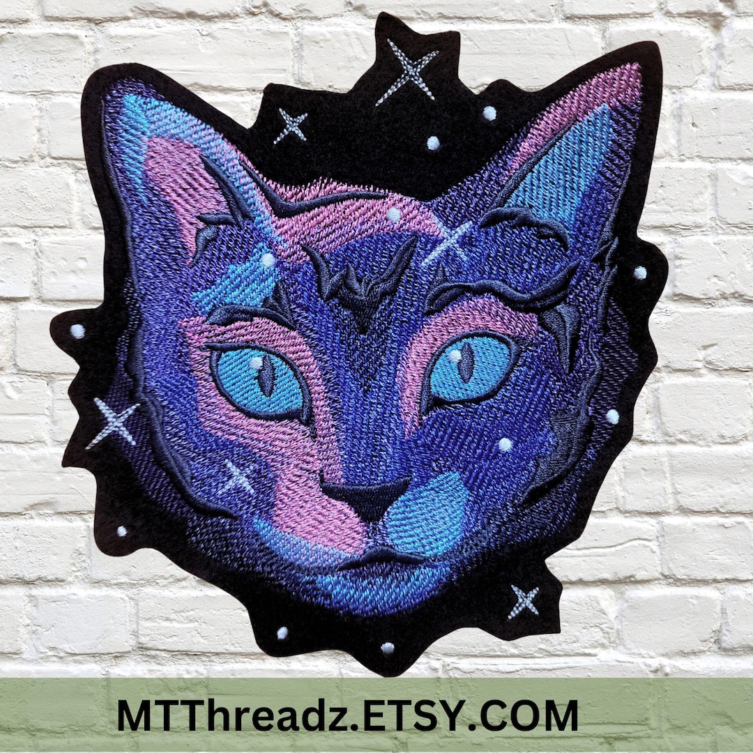 Galaxy Cat Patch Cosmic Kitty Space Cat Iron on Embroidery Patch ...