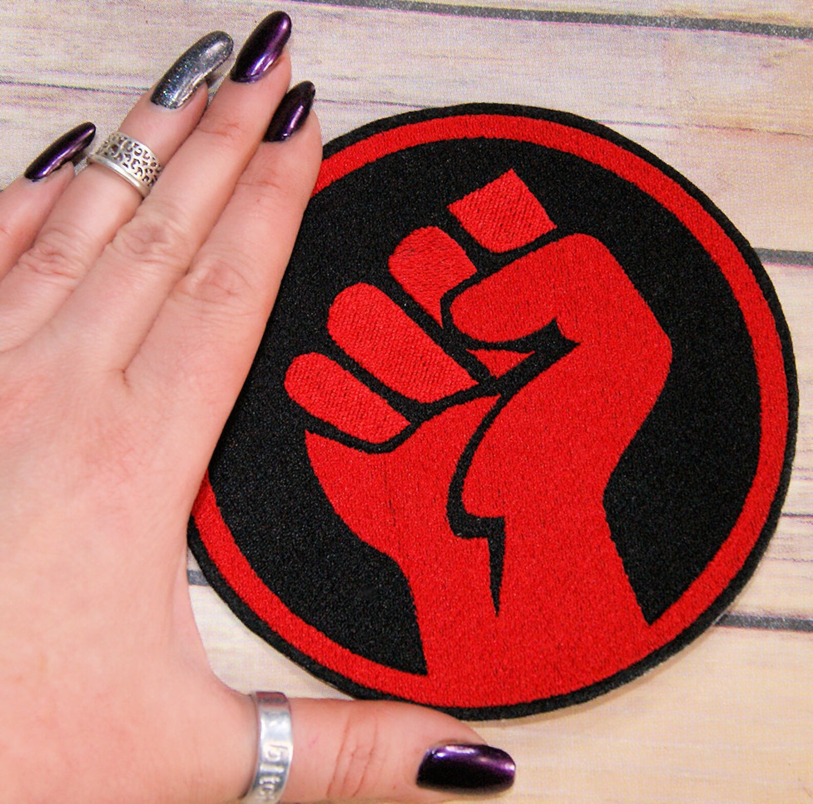 Protest Fist Iron on Embroidery Patch Mtcoffinz Choose Size - Etsy