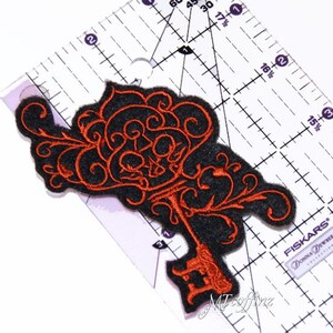 Steampunk Copper Skeleton Key Filigree Swirls Iron on Embroidery Patch ...