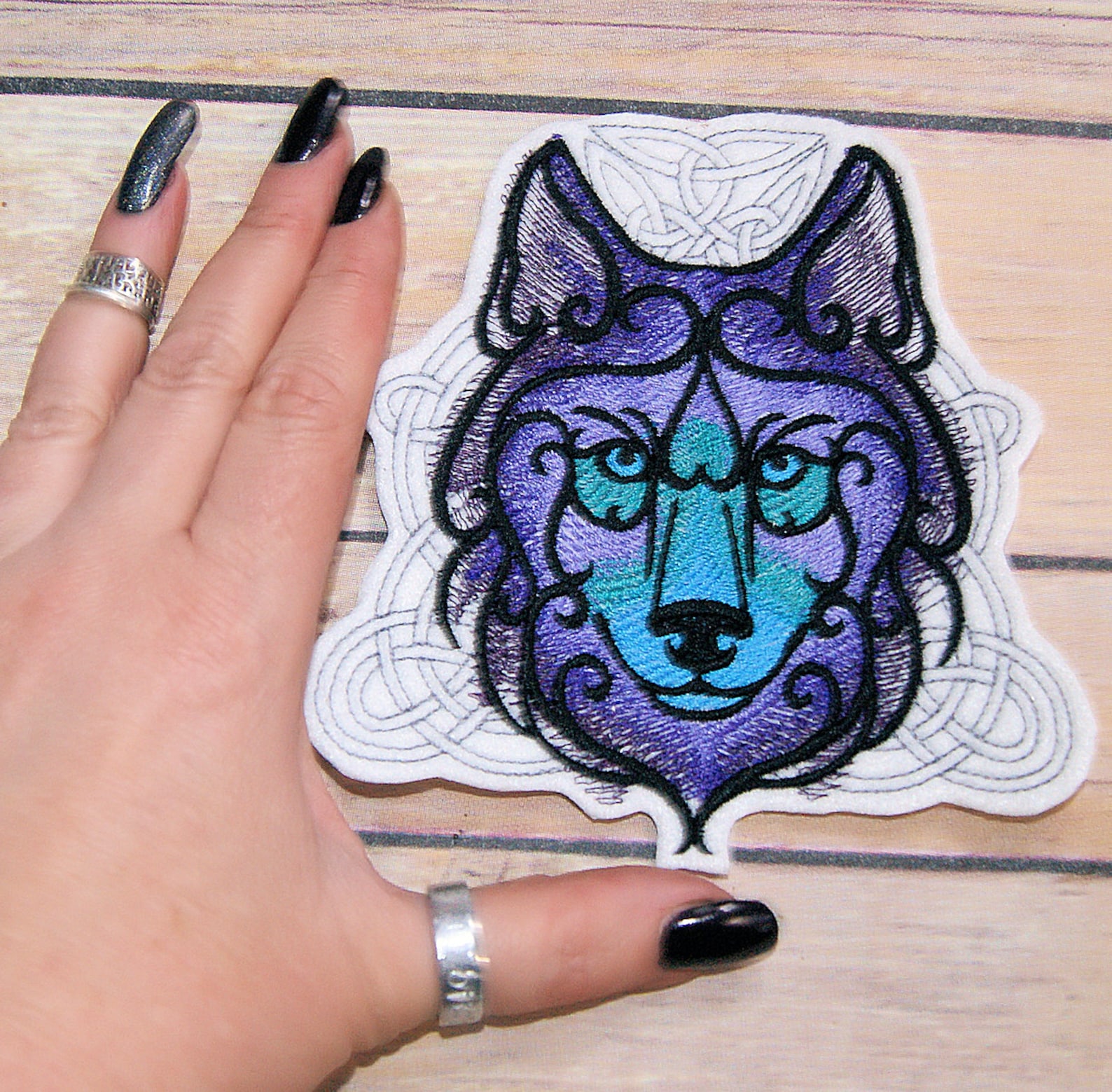 Celtic Wolf - Iron on Embroidery Patch Mtcoffinz - Choose Size - Etsy