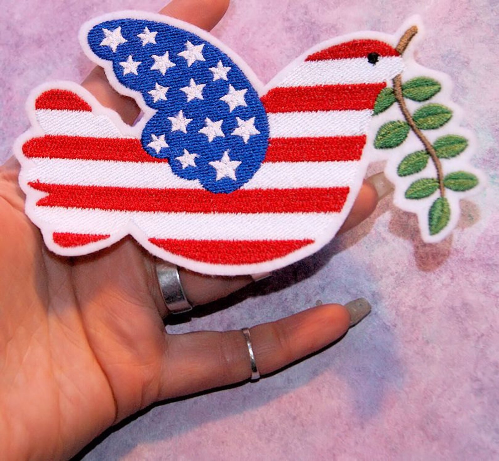 USA American Flag Peace Dove Iron on Embroidery Patch Mtcoffinz ...