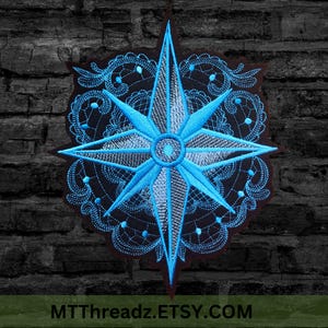 Compass Patch Blue Nautical Compass Aquarius Iron on Embroidery Patch ...