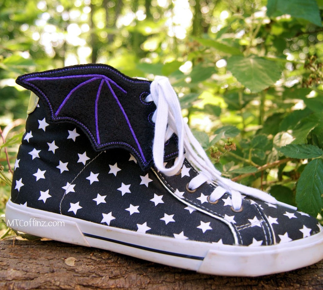Bat Wing Embroidered Shoe Wings - Mtcoffinz - Choose Color - Etsy