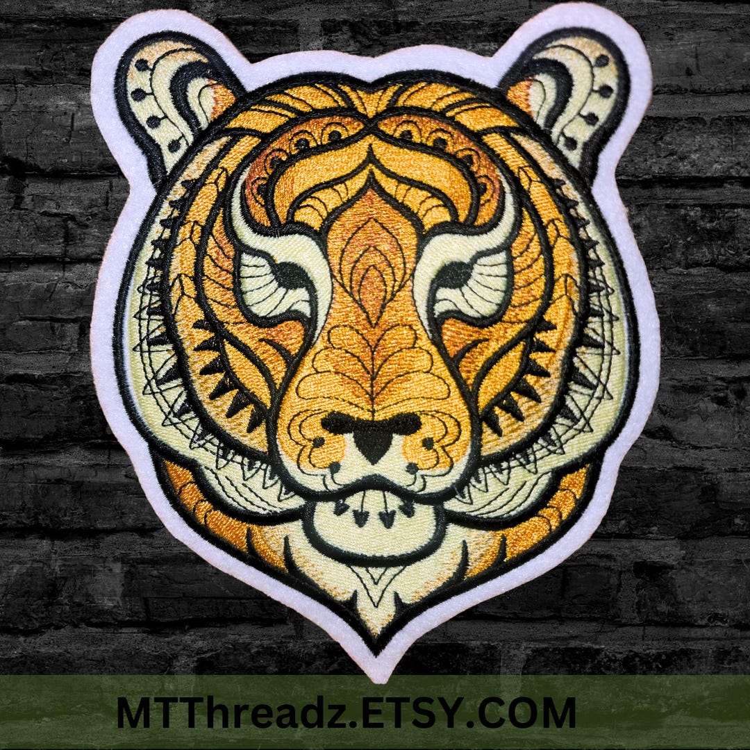 Tiger Patch Fierce Tiger Embroidered Patch Back Jacket Patch Mehndi ...