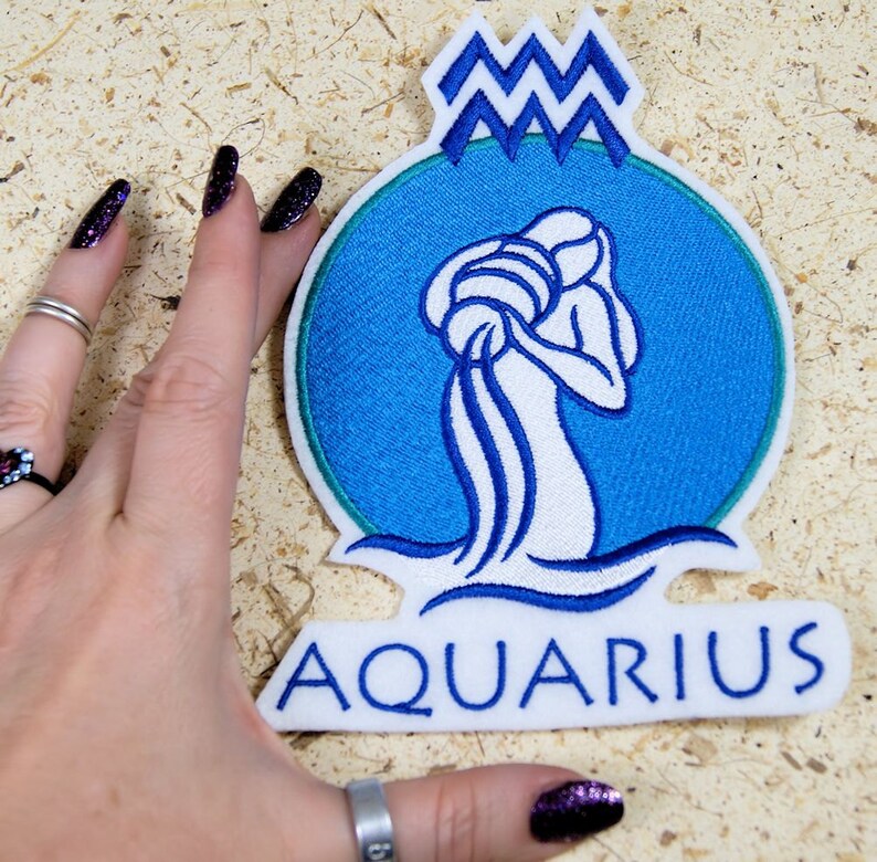 Aquarius - the Water Bearer- Zodiac Iron on Embroidery Patch Mtcoffinz - Choose Size - Etsy