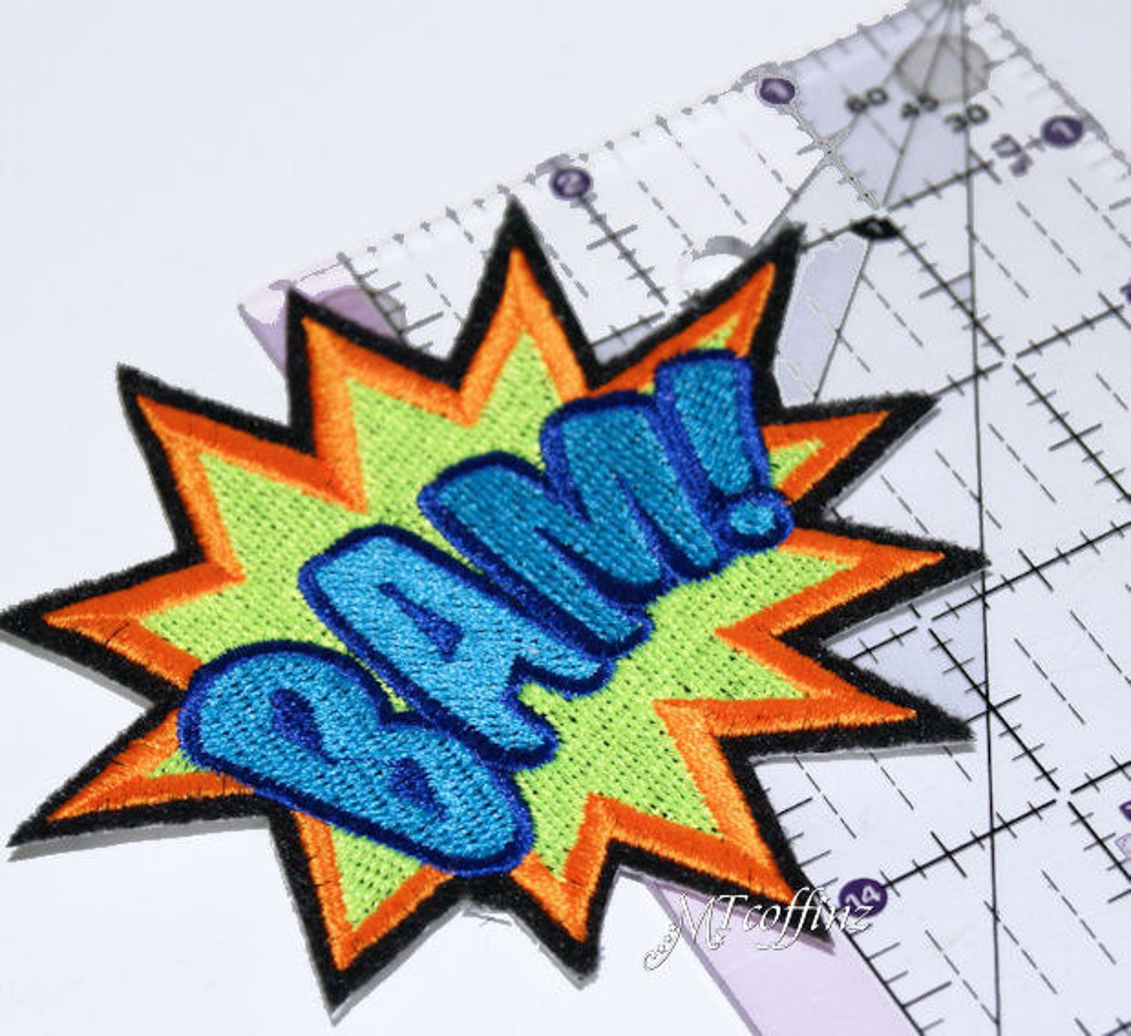 Neon BAM Comic Book Words Iron on Embroidery Patch Mtcoffinz - Etsy