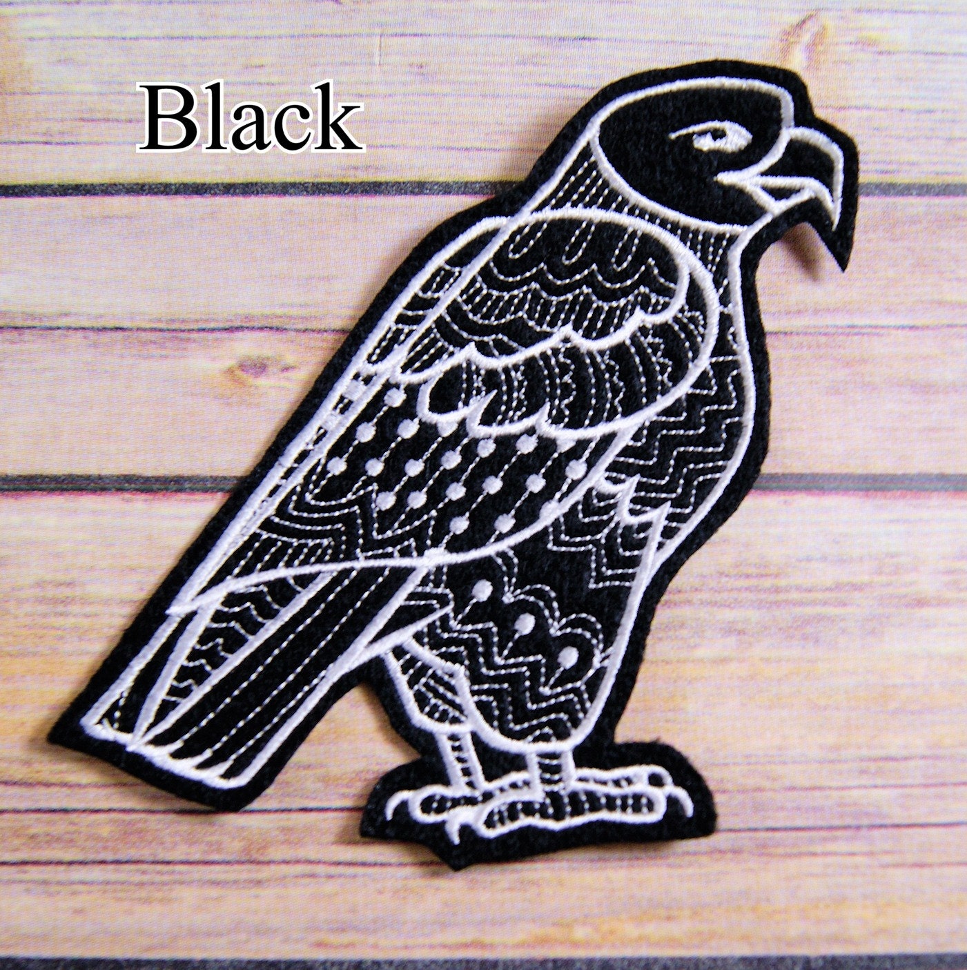 Hawk Black White Iron on Embroidery Patch Mtcoffinz Choose - Etsy