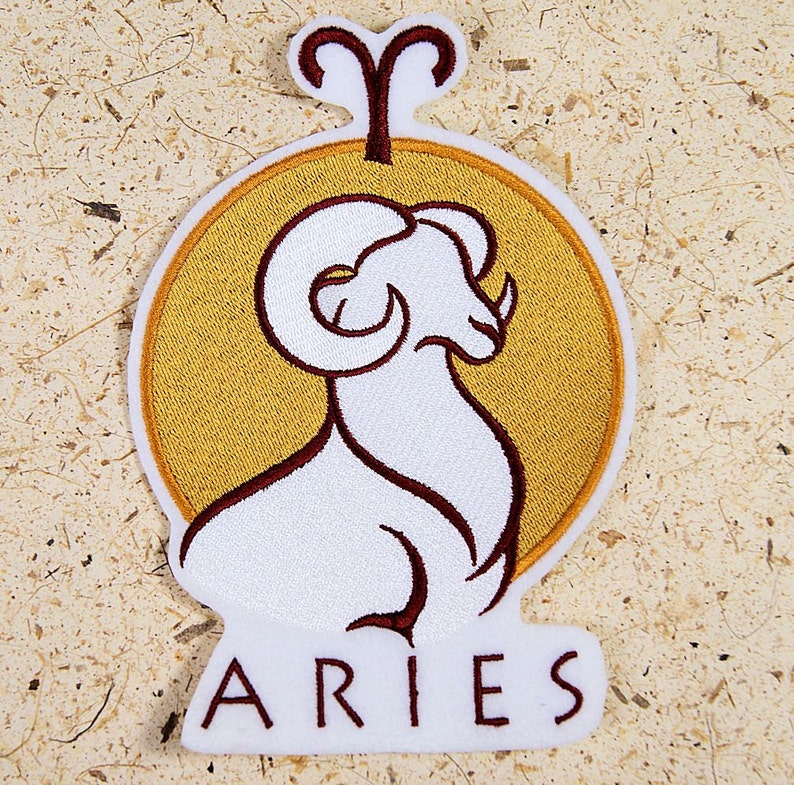 Aries - the Ram- Zodiac Iron on Embroidery Patch Mtcoffinz - Choose Size - Etsy