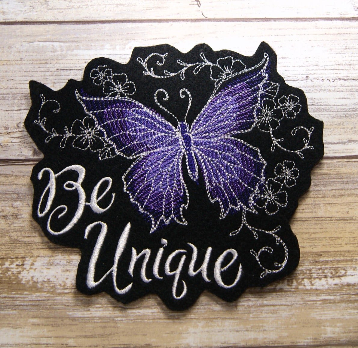 Be Unique Purple Butterfly - Iron on Embroidery Patch Mtcoffinz ...