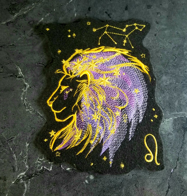 Leo- the Lion- Zodiac Constellation Iron on Embroidery Patch Mtcoffinz ...