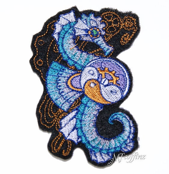 Aquatic Steampunk Mechanical Seahorse Iron on Embroidery Patch - Etsy