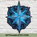 Compass Patch Blue Nautical Compass Aquarius Iron on Embroidery Patch ...