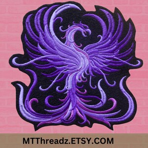 Purple Phoenix Patch Purple Fire Phoenix Iron on Embroidery Phoenix ...