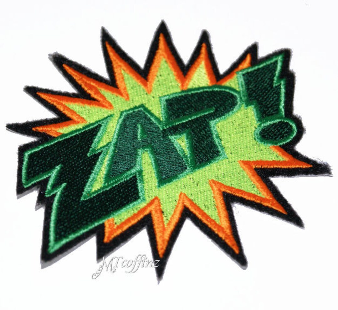 Neon ZAP Comic Book Words Iron on Embroidery Patch Mtcoffinz - Etsy