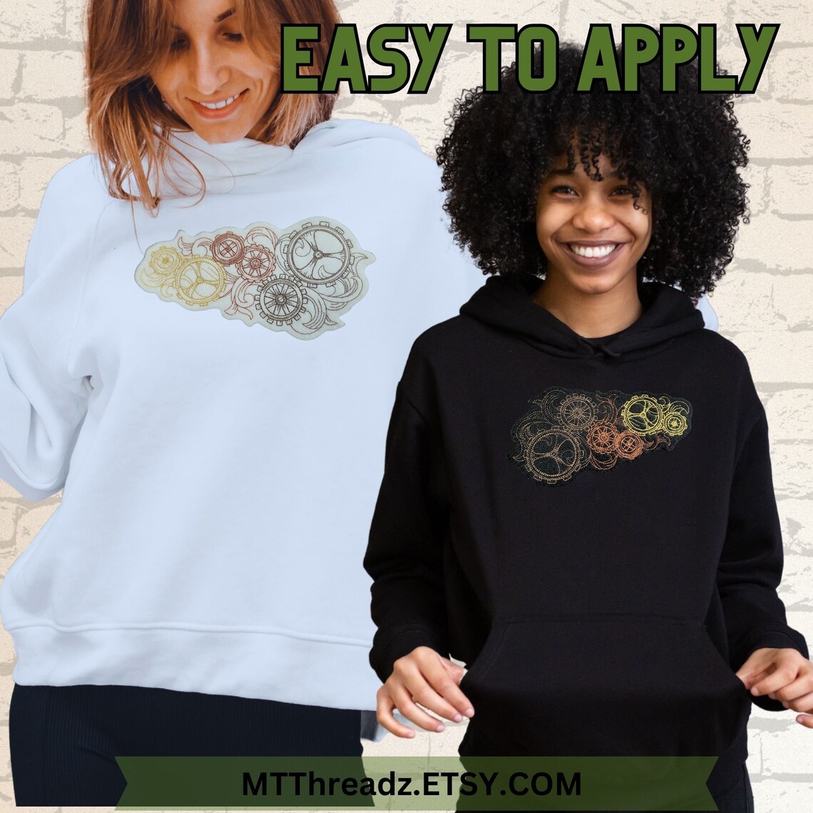 Steampunk Gears Patch Embroidered Copper Gears Iron on Patch Mirror ...