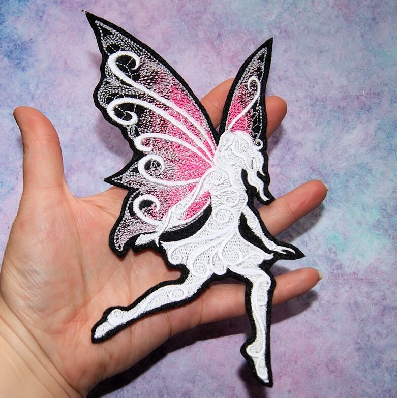 Pink Filigree Fairy Swirls Iron on Embroidery Patch Mtcoffinz - Choose ...