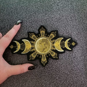 Golden Moon or Silver Moon Phases Iron on Embroidery Patch Mtcoffinz ...