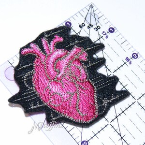Pink Anatomical Heart Small Iron on Embroidery Patch Mtcoffinz - Etsy