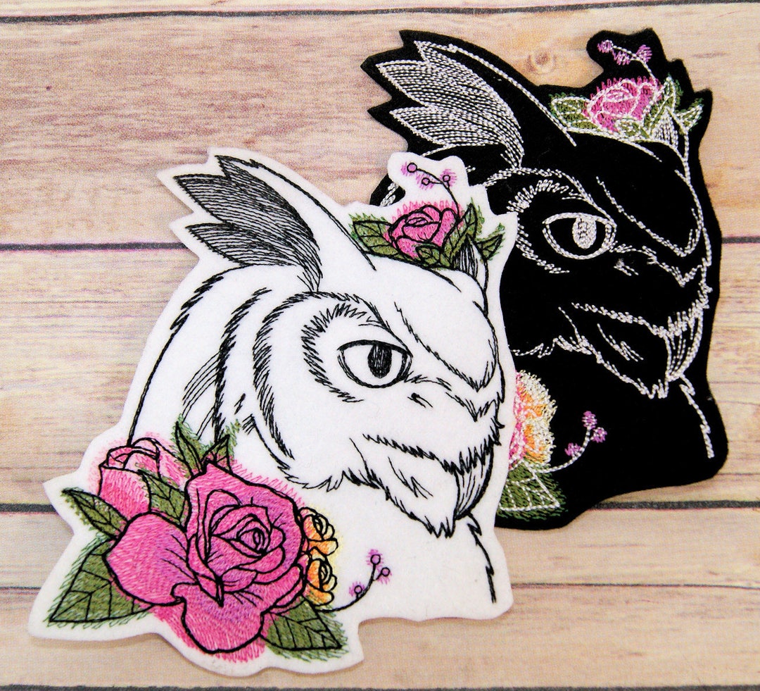Barn Owl Flowers Gothic Dire Blooms Iron on Embroidery Patch Mtcoffinz ...
