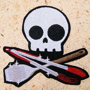 BBQ Grill Chef Skull Crossbones Iron on Embroidery Patch Mtcoffinz ...