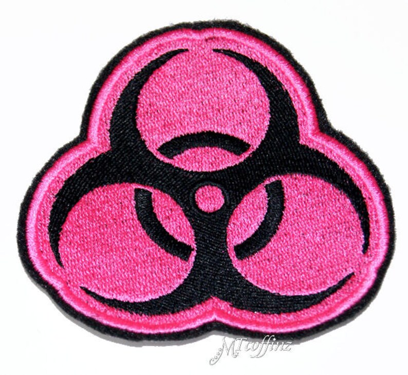 Biohazard Symbol Neon Custom Color Iron on Embroidery Patch Mtcoffinz ...