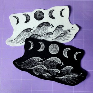 Moon Phase Patch Tidal Waves Patch Iron on Embroidery Patch Phase of ...