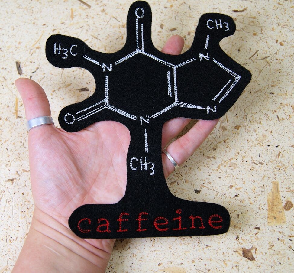Caffeine Molecule Iron on Embroidery Patch Mtcoffinz - Choose Size - Etsy