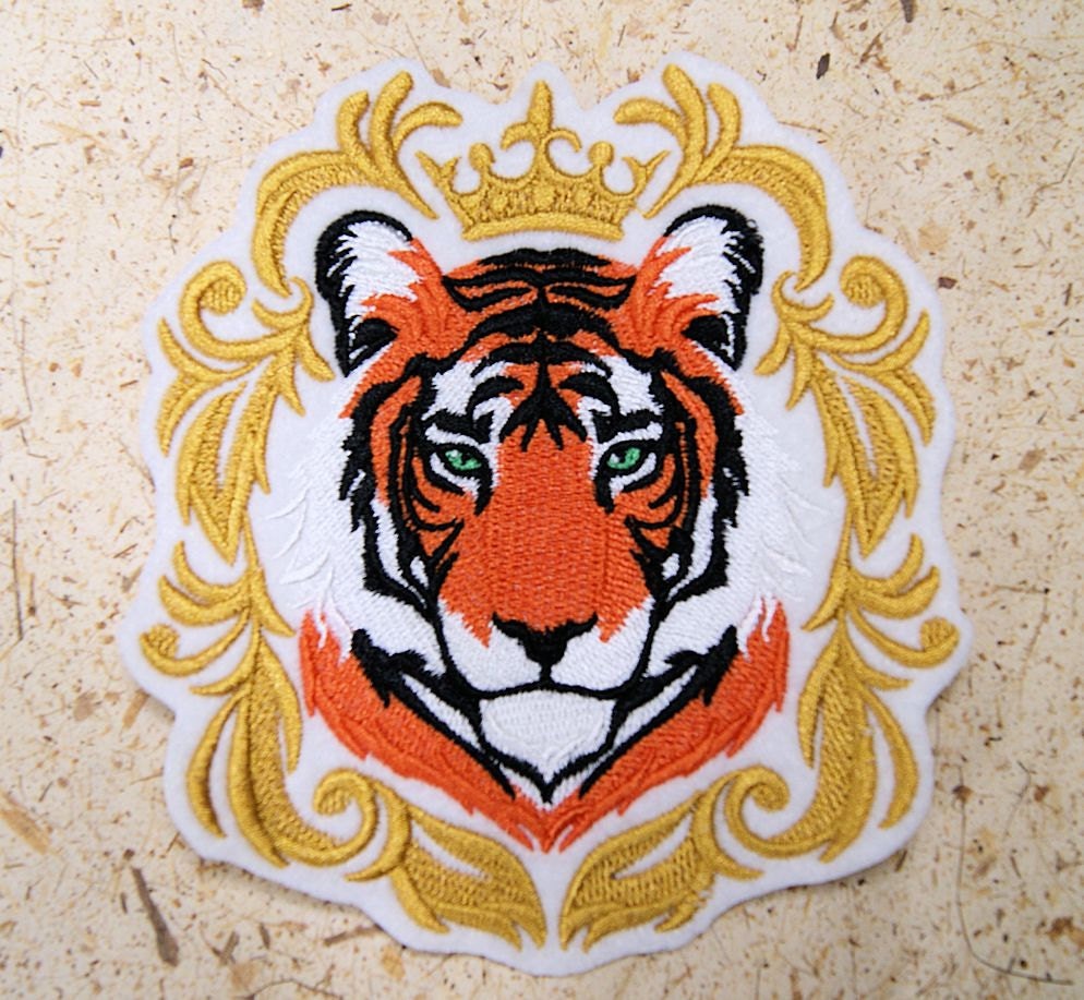 Tiger Regal Crest and Crown Iron on Embroidery Patch | Etsy