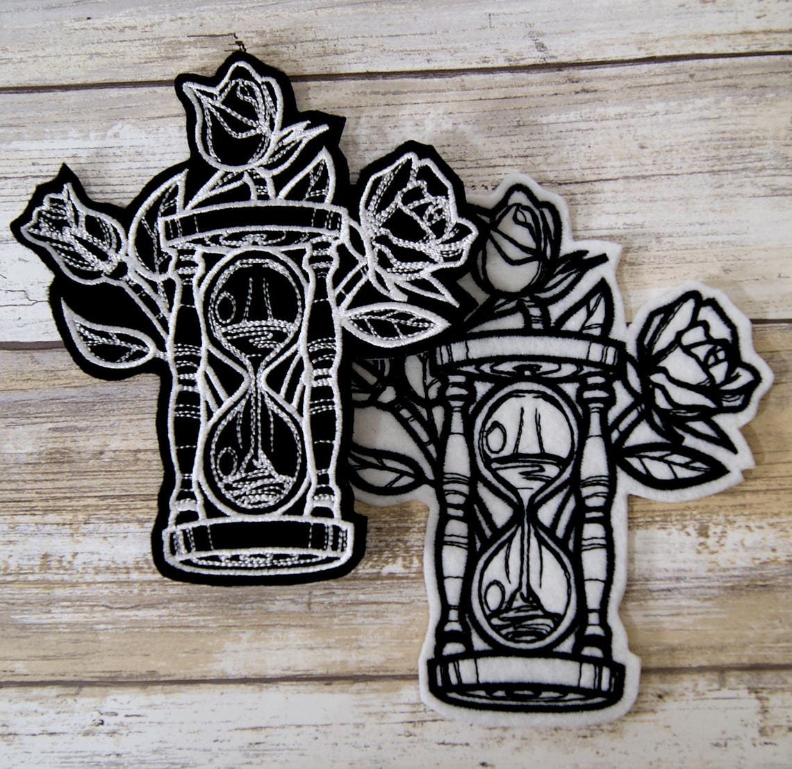 Hourglass and Roses Mystical Iron on Embroidery Patch Mtcoffinz ...
