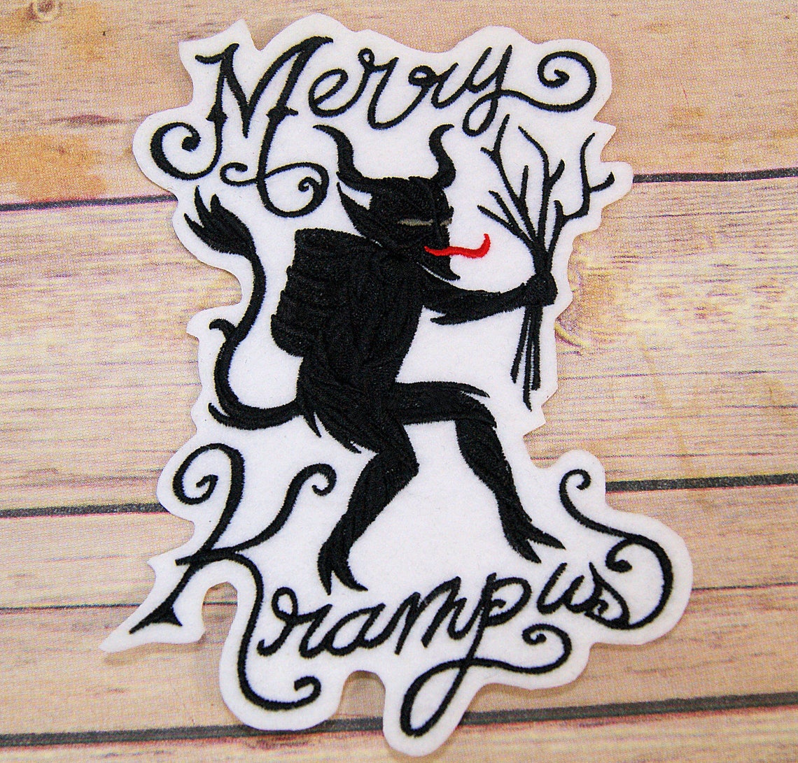 Merry Krampus - Iron on Embroidery Patch Mtcoffinz - Choose Size - Etsy
