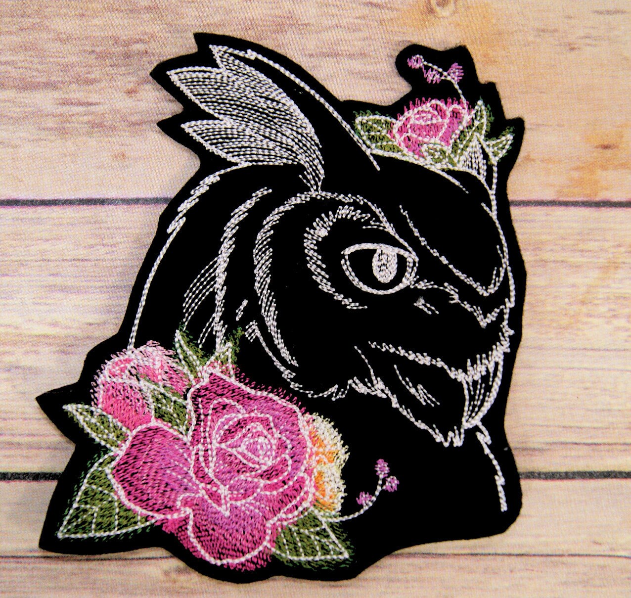 Barn Owl Flowers Gothic Dire Blooms Iron on Embroidery Patch Mtcoffinz ...