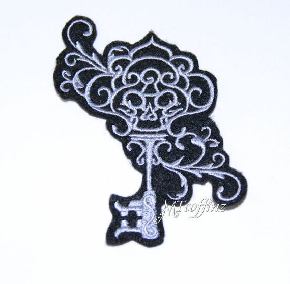 Silver Filigree Skeleton Key Iron on Embroidery Patch | Etsy