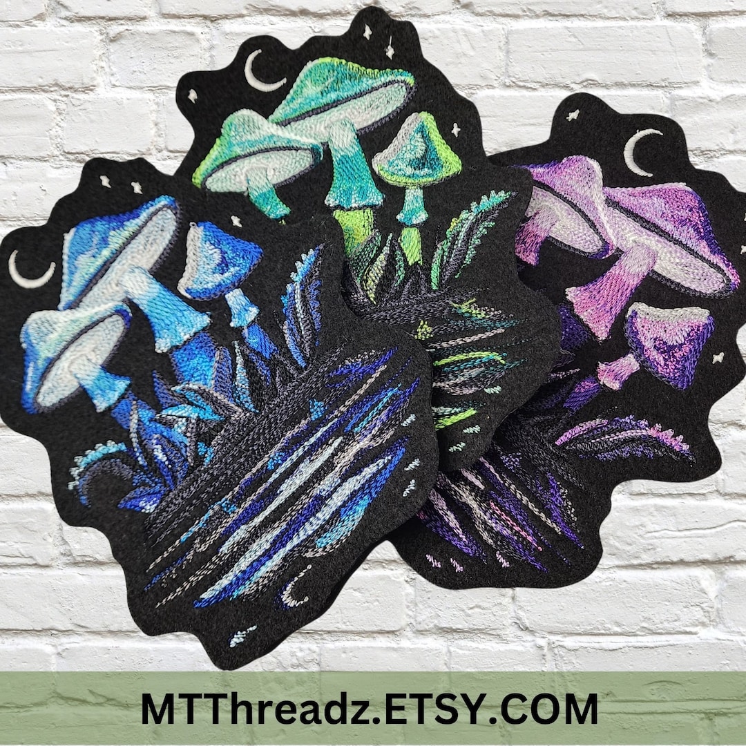Midnight Mushroom Patch Purple Mushroom Green Psychedelic Patch Shrooms ...
