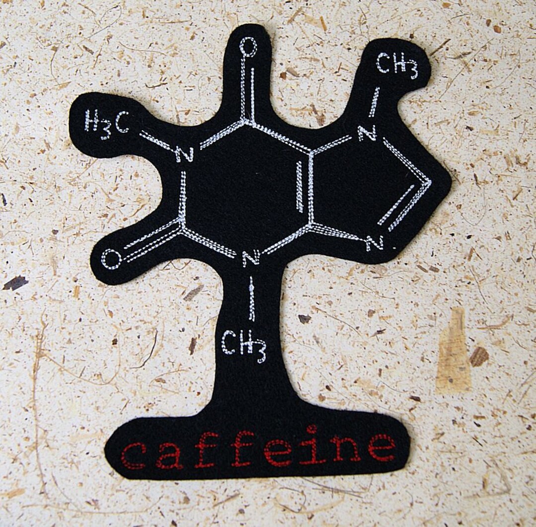 Caffeine Molecule Iron on Embroidery Patch Mtcoffinz - Choose Size - Etsy