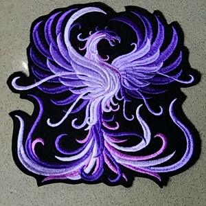Purple Phoenix Patch Purple Fire Phoenix Iron on Embroidery Phoenix Patch Phoenix Embroidery ...