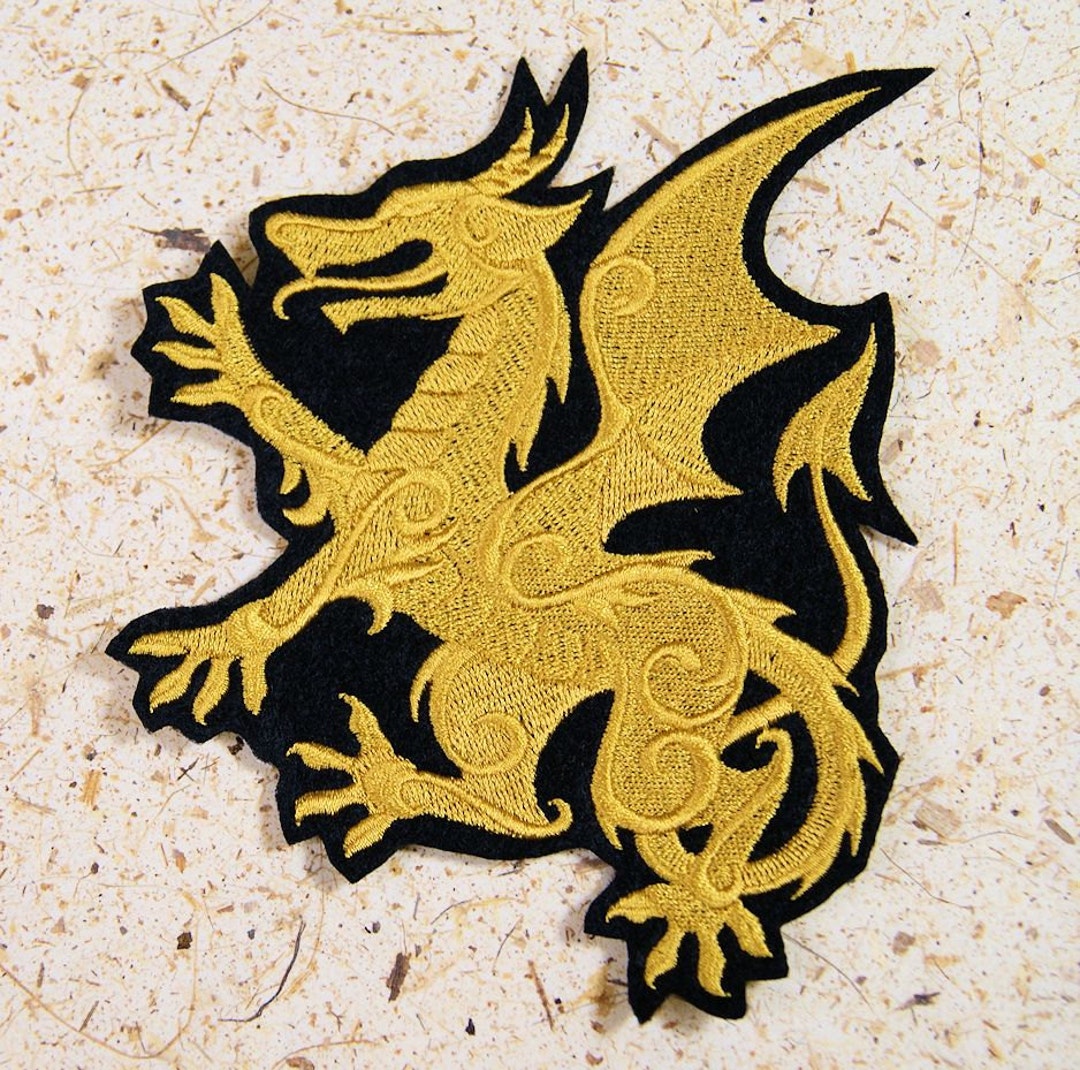 Gilded Dragon - Royal Heraldry Iron on Embroidery Patch Mtcoffinz ...