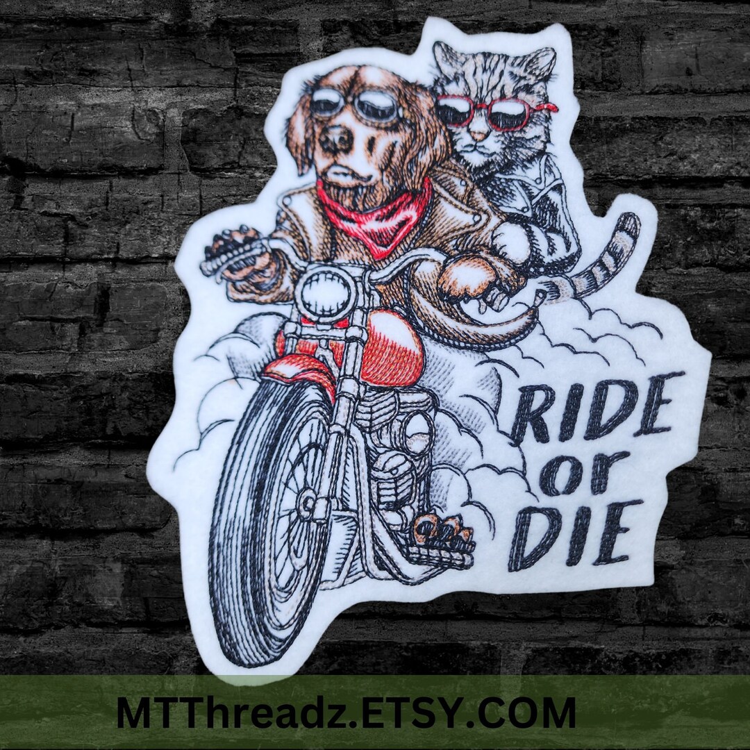 Ride or Die Patch Motorcycle Iron on Embroidery Patch Dog Motorcycle ...