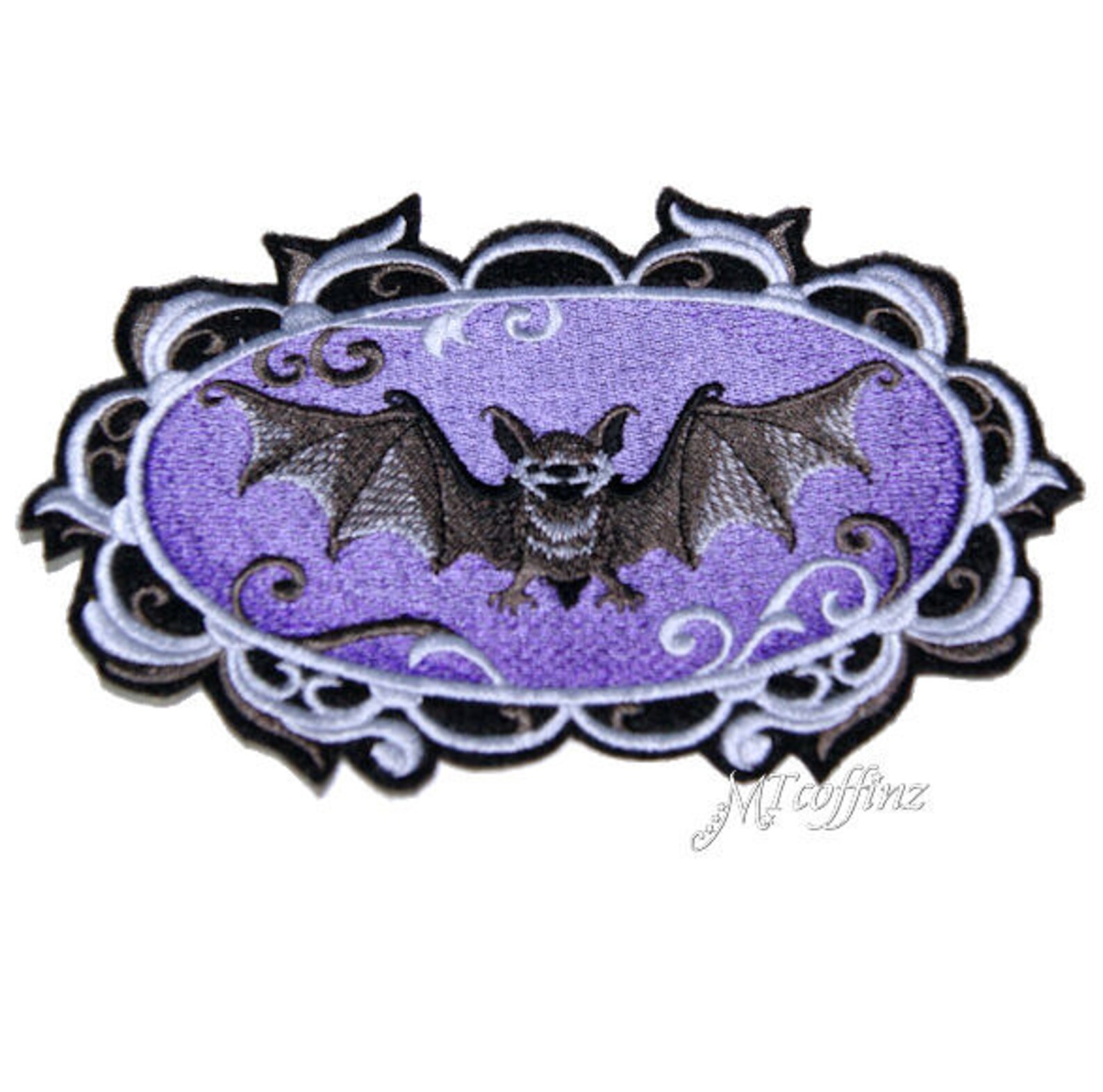 Purple Vampire Bat Cameo Frame Iron on Embroidery Patch - Etsy