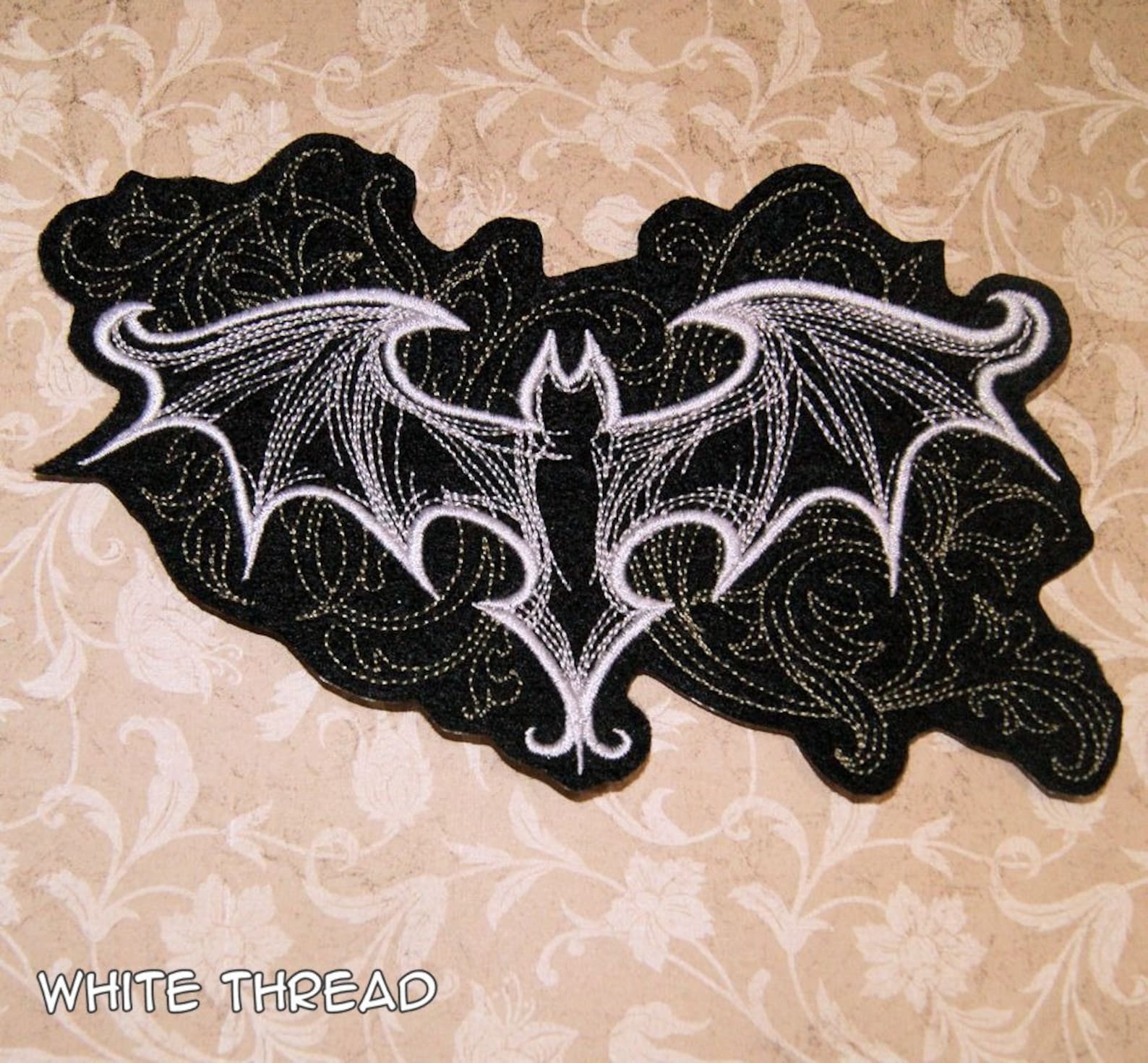 Gothic Damask Bat Iron on Embroidery Patch Mtcoffinz - Choose Color - Etsy