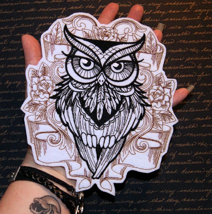 Serious Barn Owl Iron on Embroidery Patch Mtcoffinz- Choose Size - Etsy