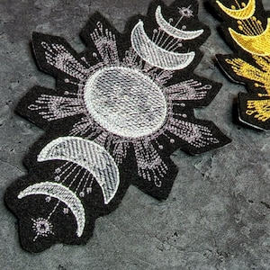 Golden Moon or Silver Moon Phases Iron on Embroidery Patch Mtcoffinz - Choose Size / Color - Etsy