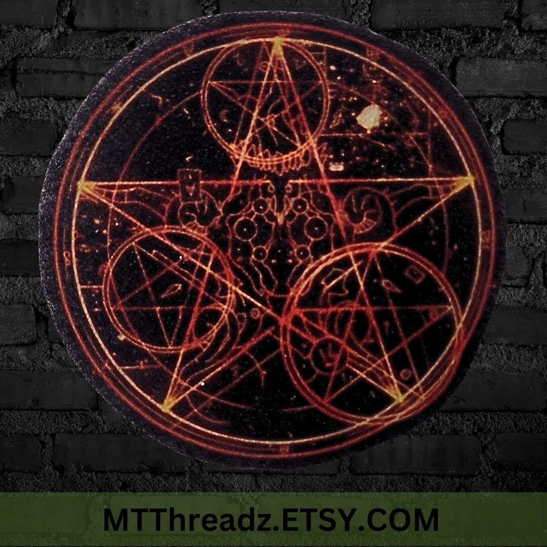 Pentagram Patch Fire Demon Symbol Iron on Patch Fire Pentagram Iron on ...