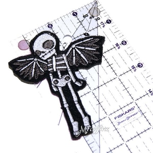 Gothic Skeleton with Angel Wings Iron On Embroidery Patch | Etsy