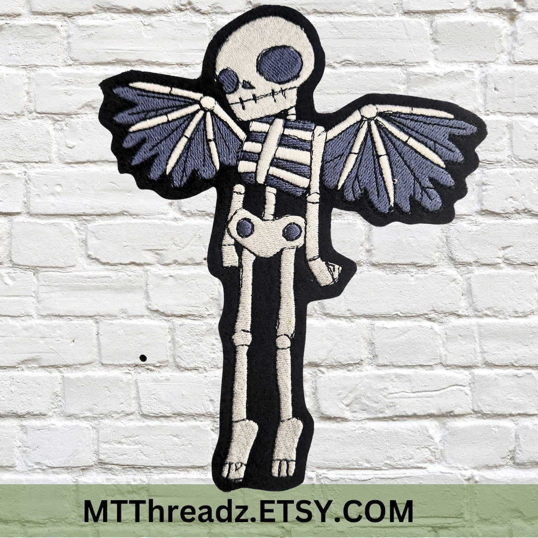 Gothic Skeleton Angel Patch Skeleton Wings Iron on Embroidery Patch ...